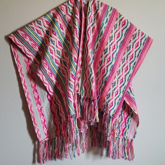 Tops | Neon Fringe Kimono | Poshmark